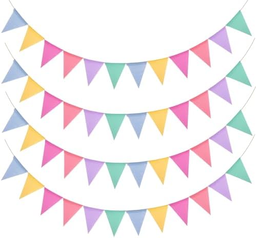 LOVENJOY 5 Assembled Felt Rainbow Banner Garlands, Colorful Pennant ...