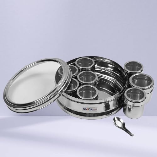 Buy GANGAMETAL Stainless Steel Spice Masala Box 8 in 1 - Medium (170ml ...