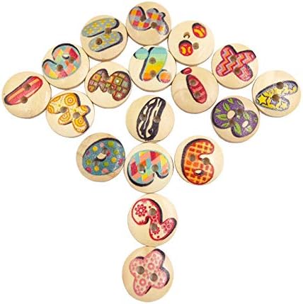 KanDery 200PCS Round Shape Wooden Buttons for DIY Crafts, 2 Holes Heart ...