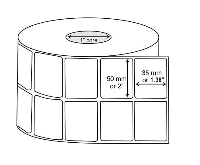 50x35 Direct Thermal Barcode Label Sticker - 50mm x 35mm - 2 Ups - 3000 ...