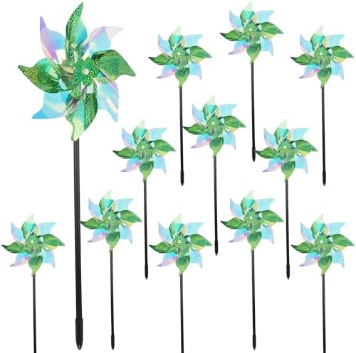 Amazon.com: 10 Pieces 21 Inches Rainbow Reflective Pinwheels with ...