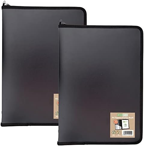 eco-eco A4 50% Recycled 30 Pocket Black Zipped Presentation Display ...
