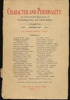 Character & Personality: An Integral Quarterly of Psychodiagnostics and ...
