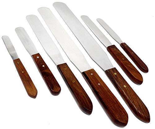 Set of 7 Pcs Assorted Wooden Handle Lab Laboratory Spatula Set, with ...