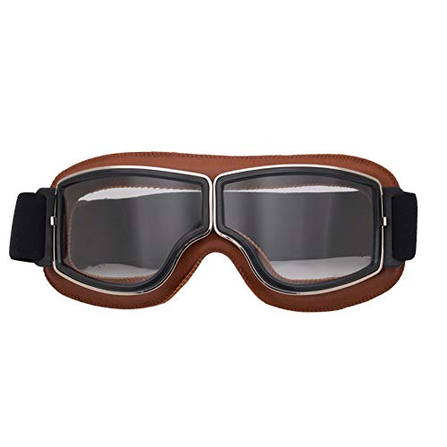 Aoile Leather Vintage Scooter Goggles Pilot Ski Sunglasses Helmet ...