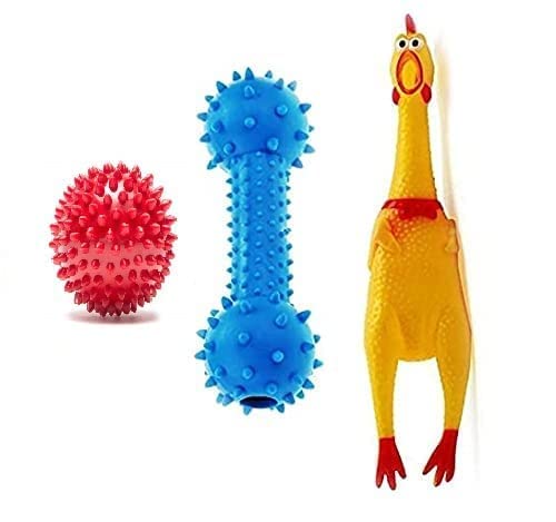 Buy Woofy Dogs Rubber Chew Toys Combo of Ring Toy, Silicone Dumbbell ...