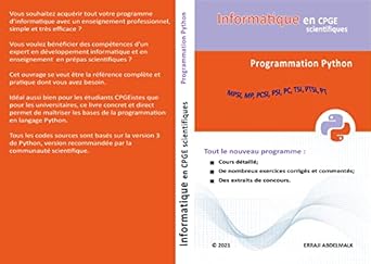 Informatique en CPGE scientifiques: Programmation Python (French Edition) eBook : ERRAJI ...