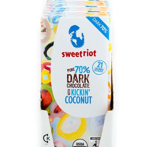 Amazon.com : Sweetriot Riotbar 70% Kickin' Coconut 3.5 Oz (Pack of 12 ...