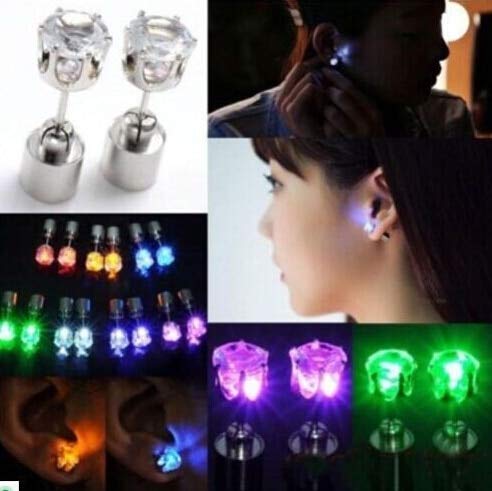 Buyme 1 Pair Light Up Led Earrings Studs Flashing Blinking Stainless ...