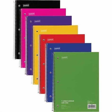20 Pack, Staples, 1-subject Spiral Theme Book, Wide Rule, 8 X 10.5 Inch ...