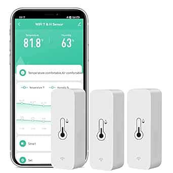 3-Pack WiFi Temperature Humidity Sensor: Wireless Temperature Humidity Monitor with App Alert ...
