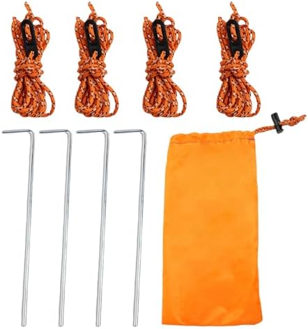 4 Pack 4mm Tent Guide Ropes Guy Line Reflective with Guy Cords ...