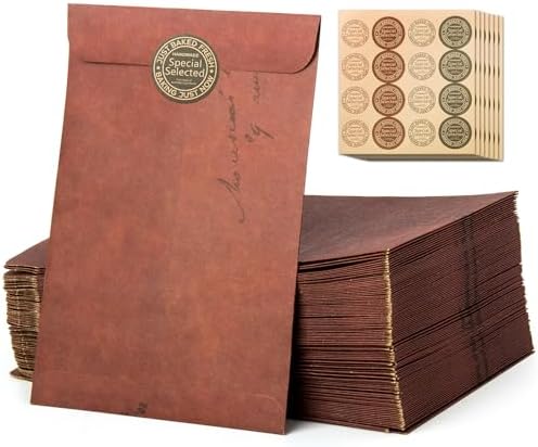 SevenFish 100pcs Vintage Envelopes, Antique Style Kraft Paper Envelopes ...