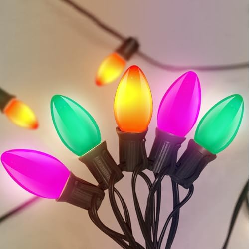 C7 LED Christmas Lights Multicolor, 25Ft Outdoor C7 Christmas ...