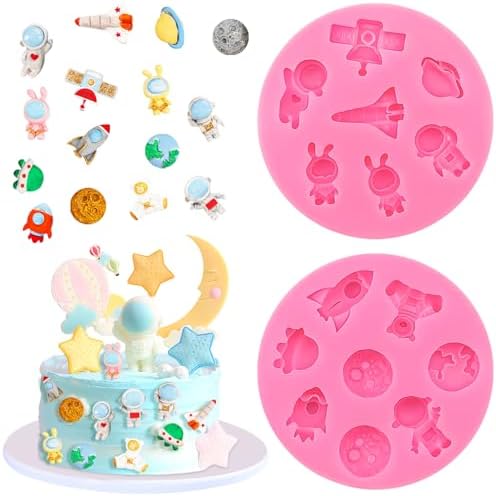 Amazon.com: INCYEKl Astronaut Fondant Molds Rocket Planet Silicone Mold ...