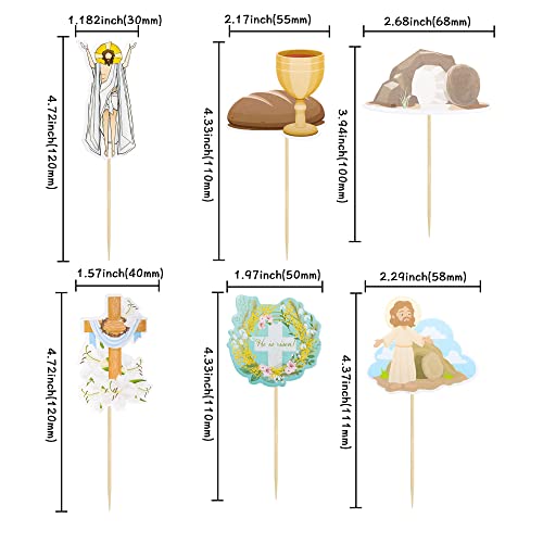 Snapklik.com : 36Pcs He Is Risen Cupcake Toppers Cross Jesus Easter ...