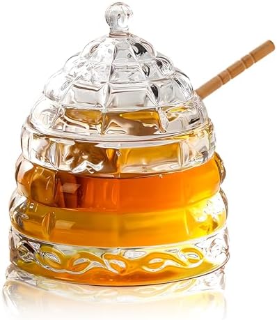 Amazon.com: Glass Honey Pot with Lid and Wooden Dippers - Set Includes ...