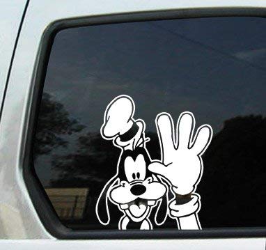Amazon.com: Goofy Waving Peeking Car Truck Vinyl Decal Sticker (White ...