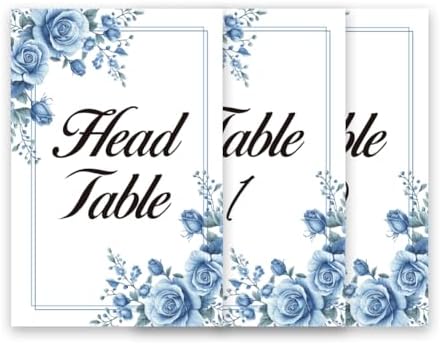 PH PandaHall 26pcs Table Numbers 15 x 10 cm Blue Flower Table Number ...