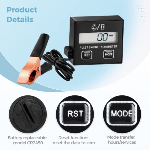 Snapklik.com : Small Engine Tachometer Hour Meter 30000RPM Digital ...
