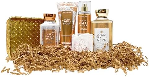 Amazon.com : Bath & Body Works Warm Vanilla Sugar Gold Woven Basket 4 ...