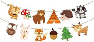 Amazon.com: Woodland Animals Banner Forest Animal Friends Bunting ...