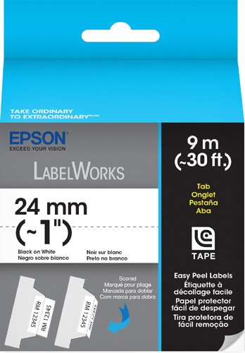 Epson LabelWorks Folder Tab Easy Peel Label Tape Cartridge ~ 1-inch ...