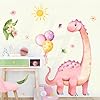 Amazon.com: Large Pink Dinosaur Wall Decals Cartoon Dino Balloon Flower ...