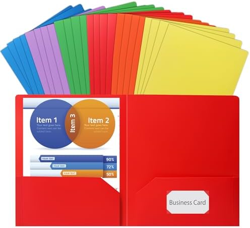 Amazon.com : Generic 24 Pack Plastic Folders with Pockets,Assorted ...