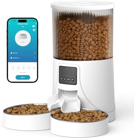 Tieker Automatic Cat Feeder for 2 Cats,10s Voice Recording, 4L Cat ...