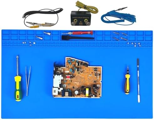 23.7''x13.8'' Extra Large Soldering Mat with Wrist Strap and Grounding ...
