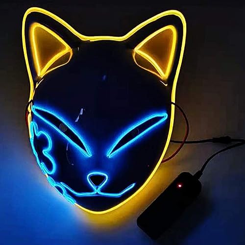 Infinity Gauntlet Demon Slayer Fox LED Light-Up Mask with Scar Demon ...