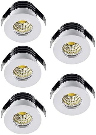maxant Pack of 5 * 3W LED Recessed Ceiling Light, Mini Small Recessed ...