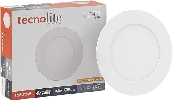 Tecnolite - Lámpara de Techo para Interior de Casas con Luz Led de 6 W y 6500 K, Empotrable, Luz ...