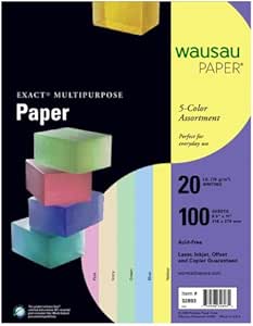 Amazon.com : Wausau Exact Multipurpose Assorted Astel Colored Paper ...