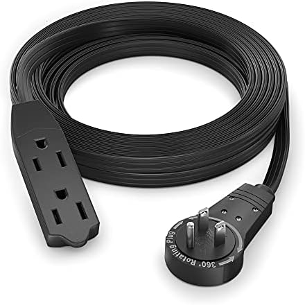 Maximm Cable 25 Ft 360° Rotating Flat Plug Extension Cord/Wire, 16 AWG ...
