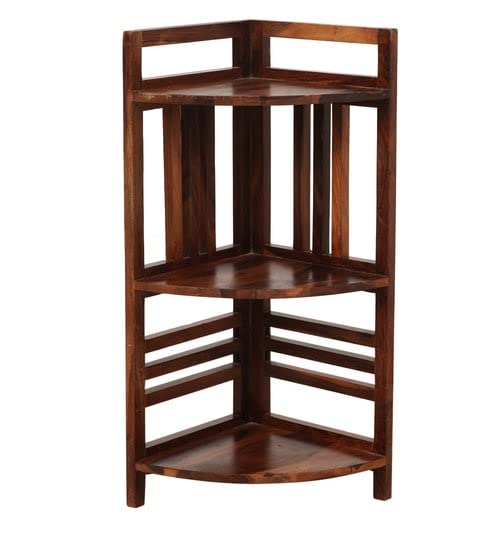 Soni Art Brown Solid Wood Corner Stand Table Wall Shelf for Home Office ...