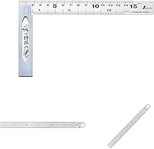 Amazon.co.jp: 【セット買い】シンワ測定(Shinwa Sokutei) 完全スコヤ cm目盛 ステンレス鋼 15cm 62009 + 直尺 ステン 30cm JIS1級 赤数字入 ...