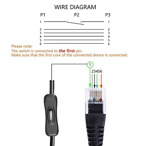 RIIEYOCA RJ12 Telephone Line Switch On/Off 6P6C Male to Female ...