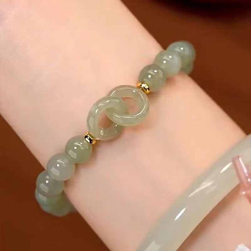 Amazon.com: Lucky Feng Shui Bracelet Natural Jade Bracelet Hetian Jade Barrel Beads Nephrite ...