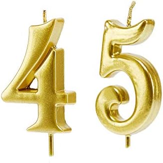 Amazon.com: AOOLADA 45th 54th Birthday Candles, Rose Gold 54 45 Year ...