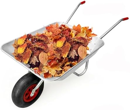 65L Wheelbarrow Home Garden, Heavy Duty Cart Galvanised Wheel Barrow ...