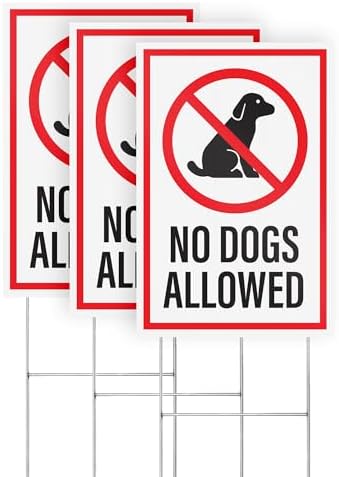 Amazon.com : No Dogs Allowed Yard Signs with H-Frame Stakes, 8" x 12 ...