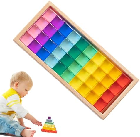 Amazon.co.jp: Rainbow Crystal Acrylic Cube,Color Light Shadow Learning ...