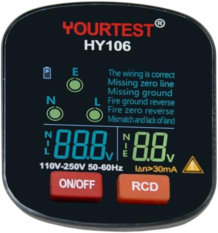 Digital Full Screen Socket Tester, Mains Outlet Tester with LCD Voltage ...