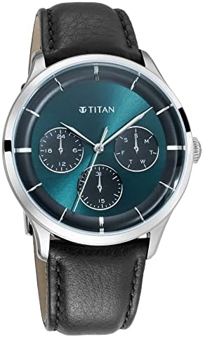 Titan Light Leathers Green Dial Quartz Multifunction Leather Strap ...