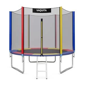 VAQUITA Jumping Trampoline with Safety Enclosure Net, Poles, Safety Pad ...