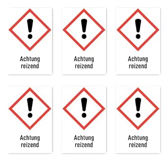 GHS07 UN/GHS Hazard Pictogram Stickers: 75 x 50 mm, Pack of 6 – Warning ...