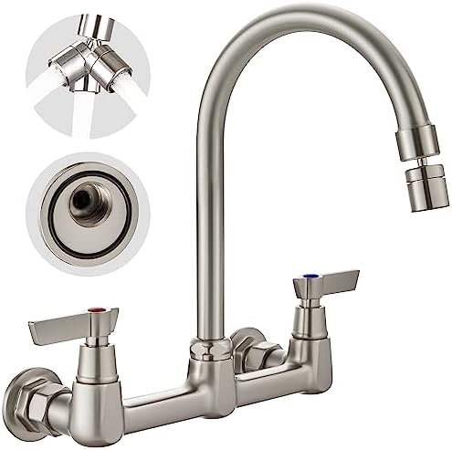 Airuida Wall Mount Kitchen Sink Faucet, Wall Mounted Faucet 8 Inches ...
