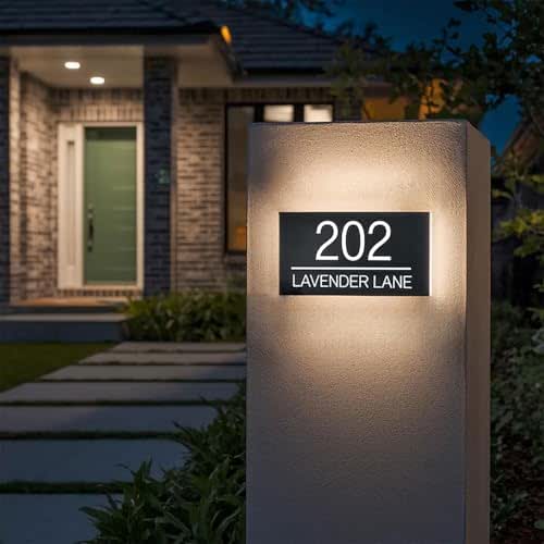 Amazon.com: 12V LED House Number Sign Custom Modern Illuminated Backlit ...